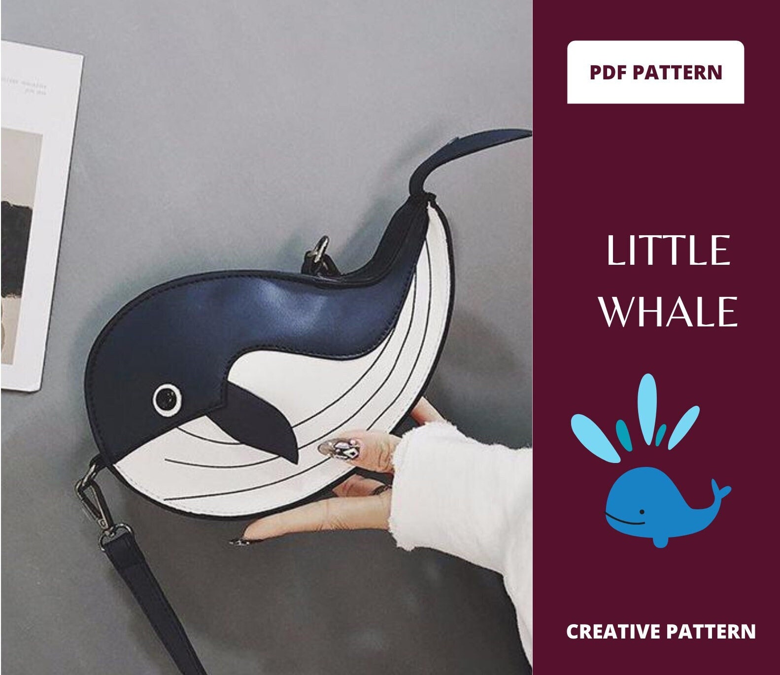 Whale Bag PDF Sewing Pattern Original Bag Pattern Whale Pattern ...