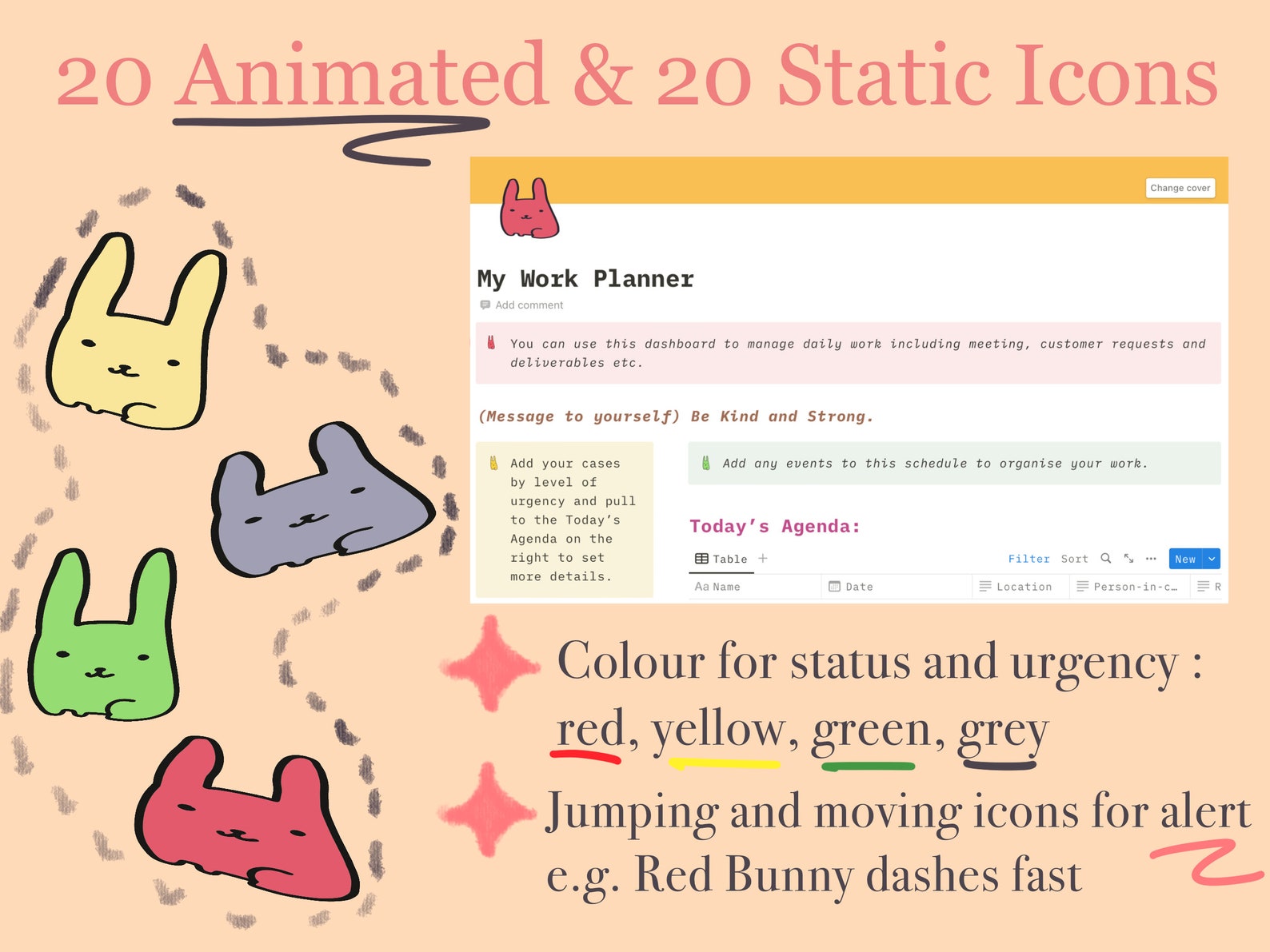 Cute Bunny Notion Icons | Animated GIF | Digital Sticker Pack for 2024 ...