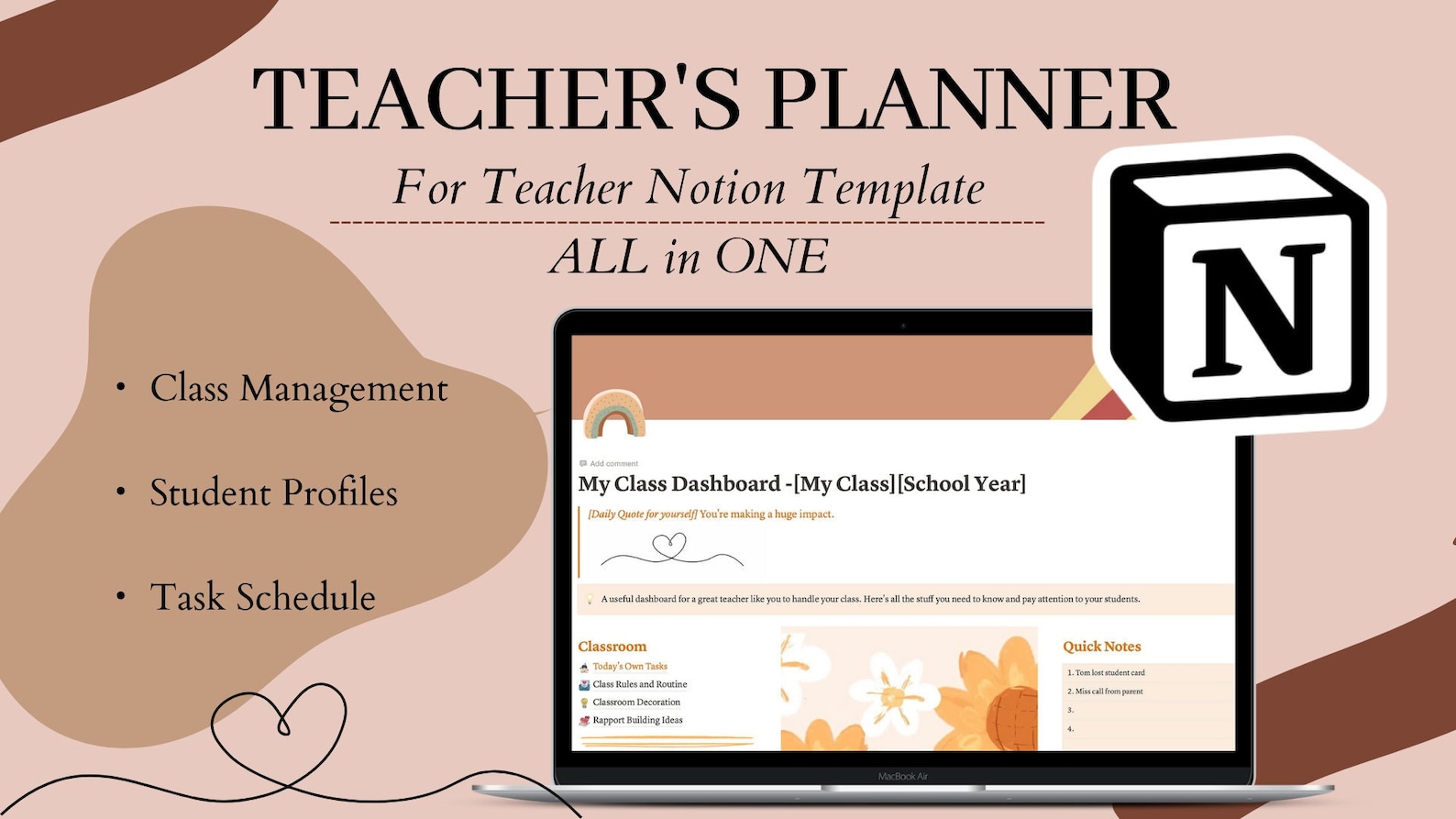 2025 Teacher Planner Notion Template 2.0 | Class Management, Student ...
