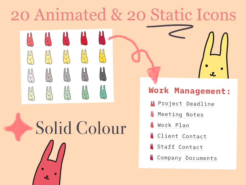 Cute Bunny Notion Icons | Animated GIF | Digital Sticker Pack for 2024 ...