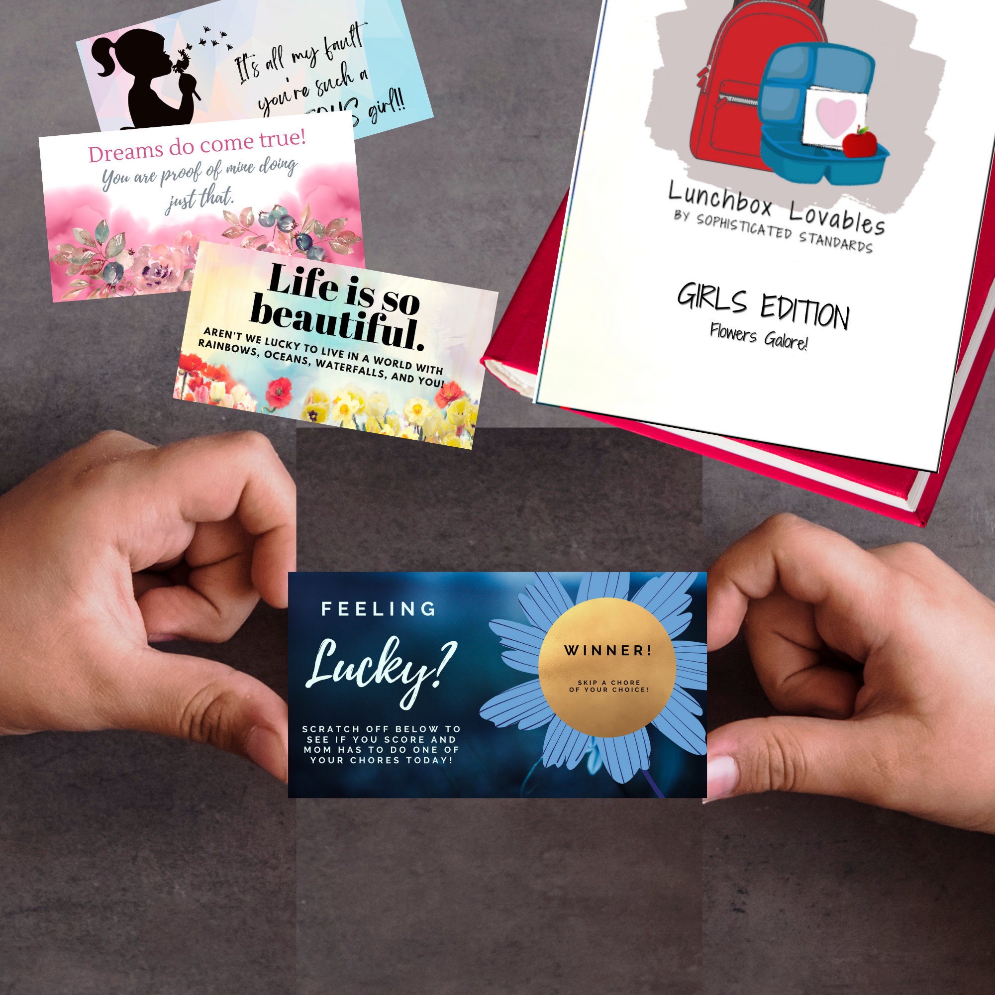 Printed Book of 180 Tearout Lunchbox Lovables Cards Inspirational Kids ...