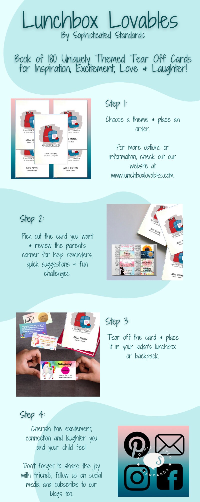 Printed Book of 180 Tearout Lunchbox Lovables Cards Inspirational Kids ...