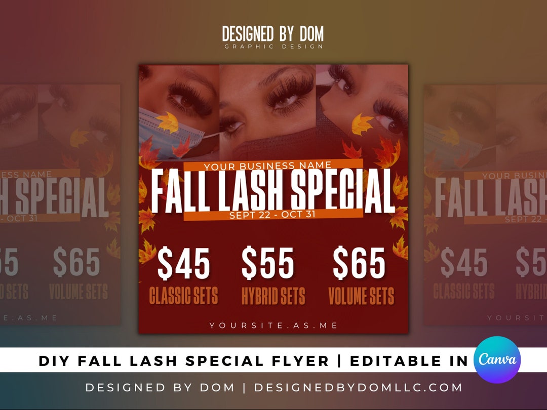 DIY Fall Lash Flyer, Fall Special Flyer, Lash Special Flyer, Lash ...