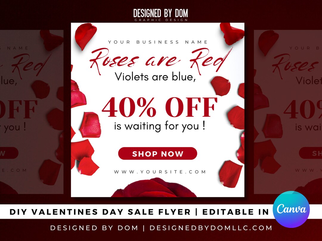 DIY Valentine's Day Flyer, Roses Are Red Flyer, Vday Sale Flyer ...