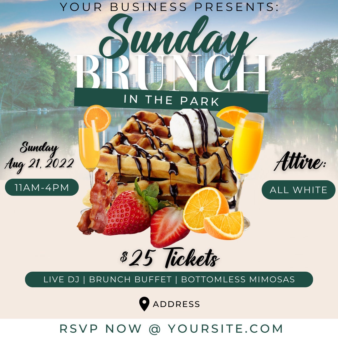 Brunch Flyer, DIY Flyer Template Design, Brunch Invitation Flyer ...