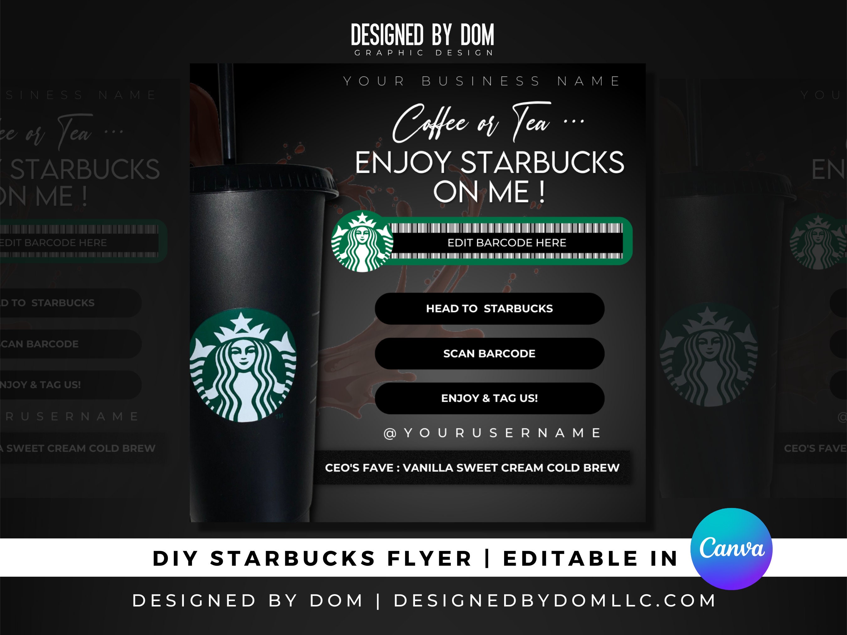 Starbucks Flyer | DIY Canva Template | Canva Template | Starbucks on Me ...