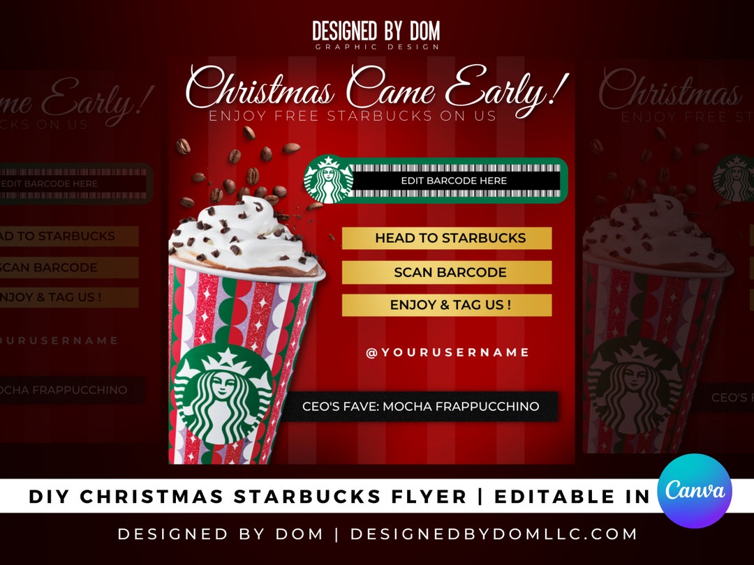 Starbucks Flyer | DIY Canva Template | Canva Template | Starbucks on Us ...