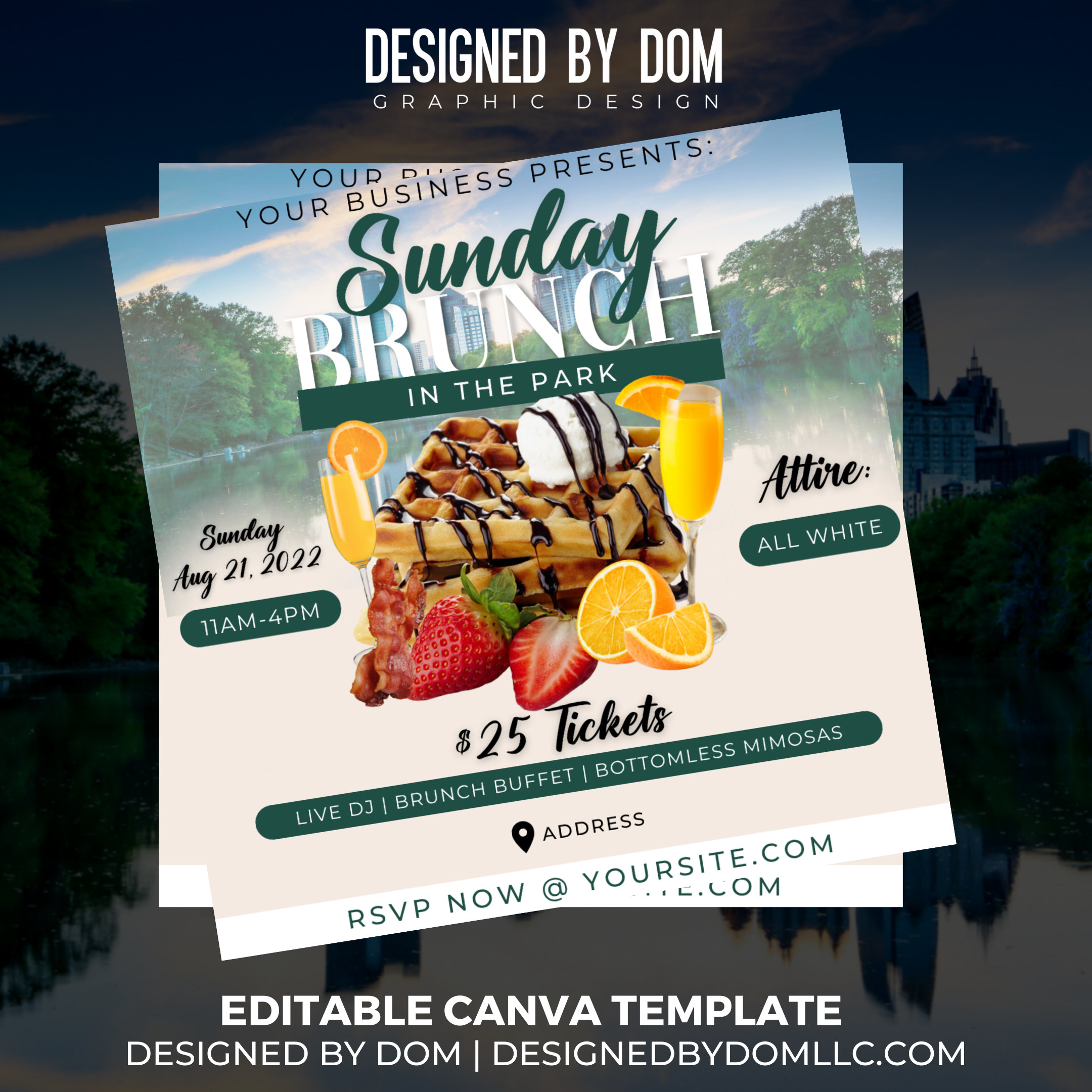 Brunch Flyer, DIY Flyer Template Design, Brunch Invitation Flyer ...
