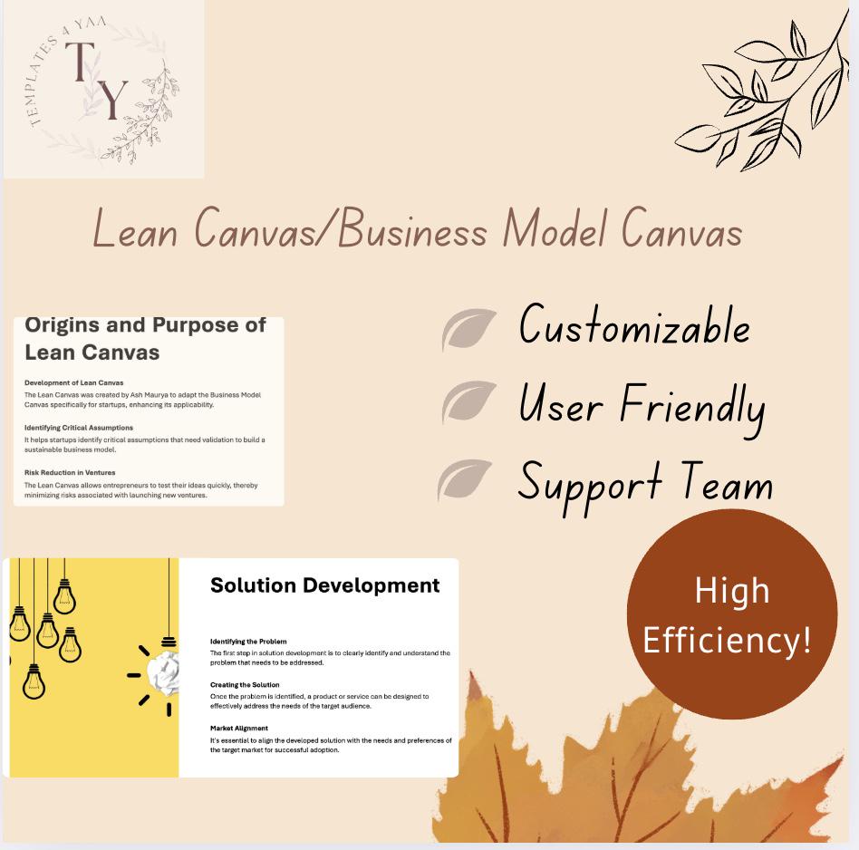 Lean Canvas & Business Model Canvas: Ms Powerpoint Template - Etsy