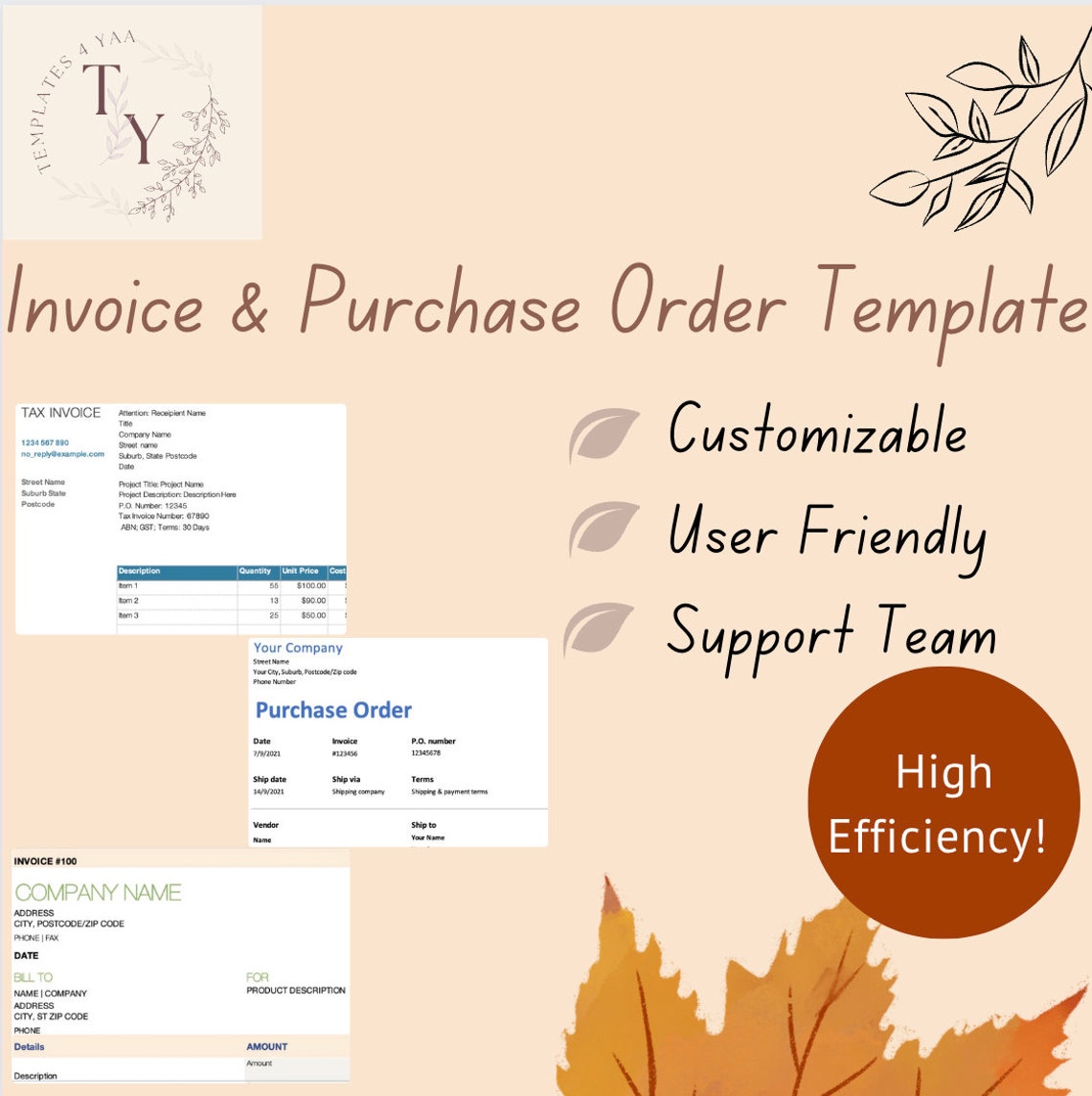 Business Essentials Pack: 2-in-1 Invoice & Purchase Order Templates ...
