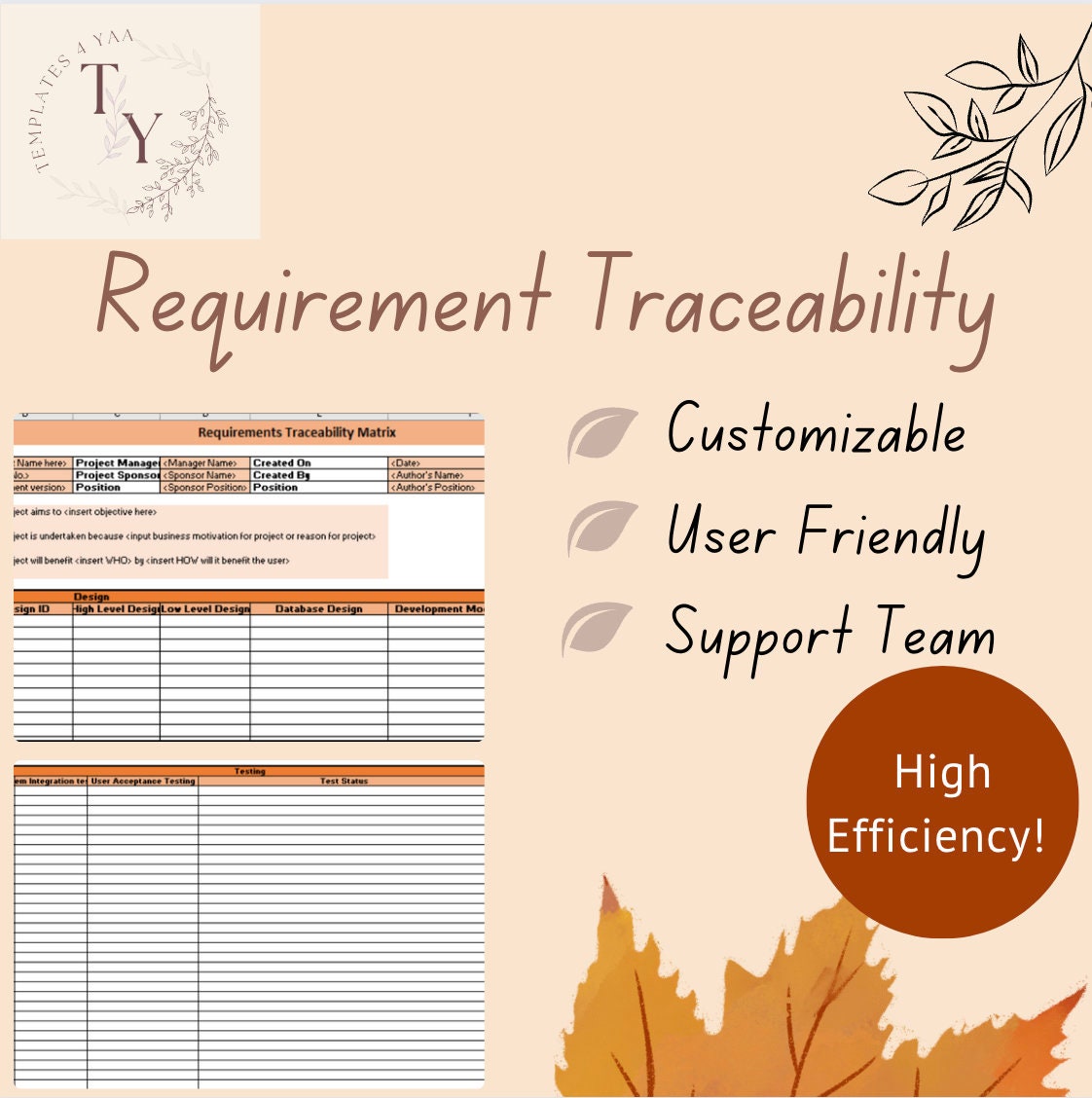 Requirement Traceability Matrix Template: Microsoft Excel - Etsy