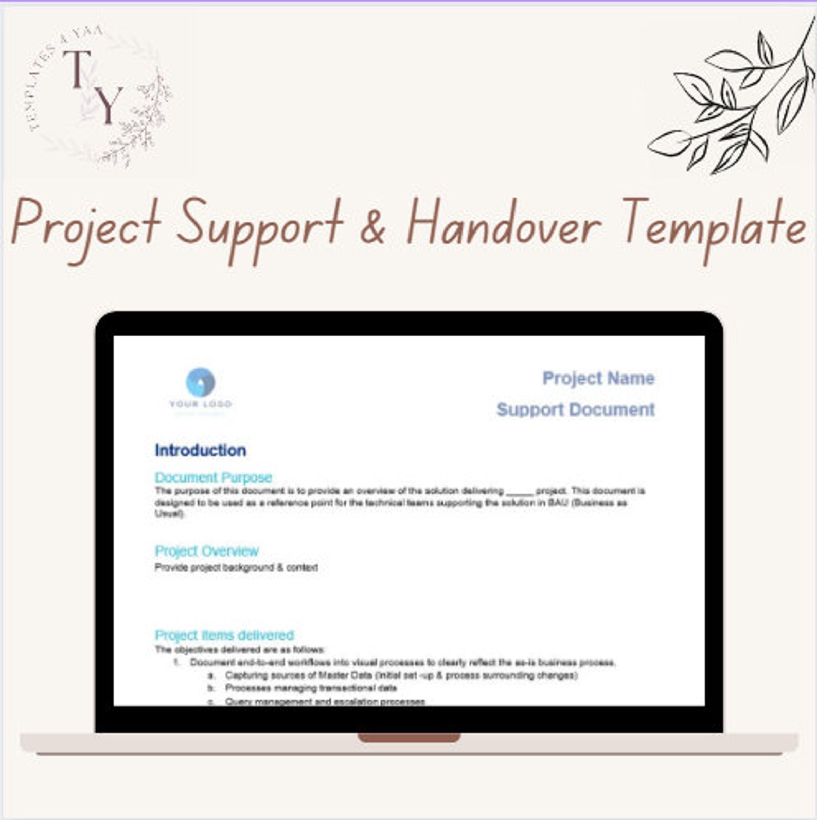 Seamless Project Support & Handover: Microsoft Word Template for ...