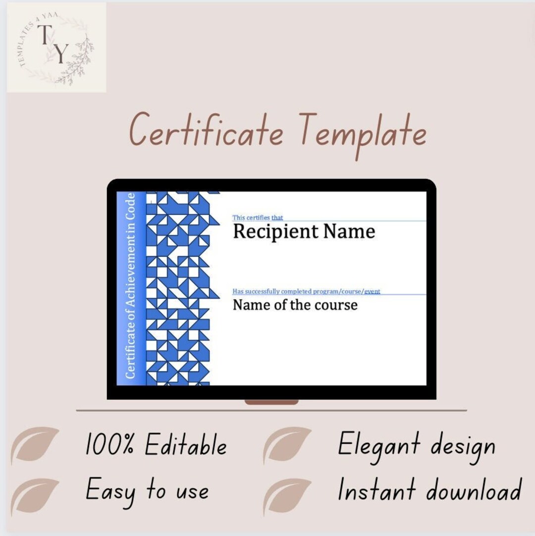 Technical Certificate Word Template - Etsy
