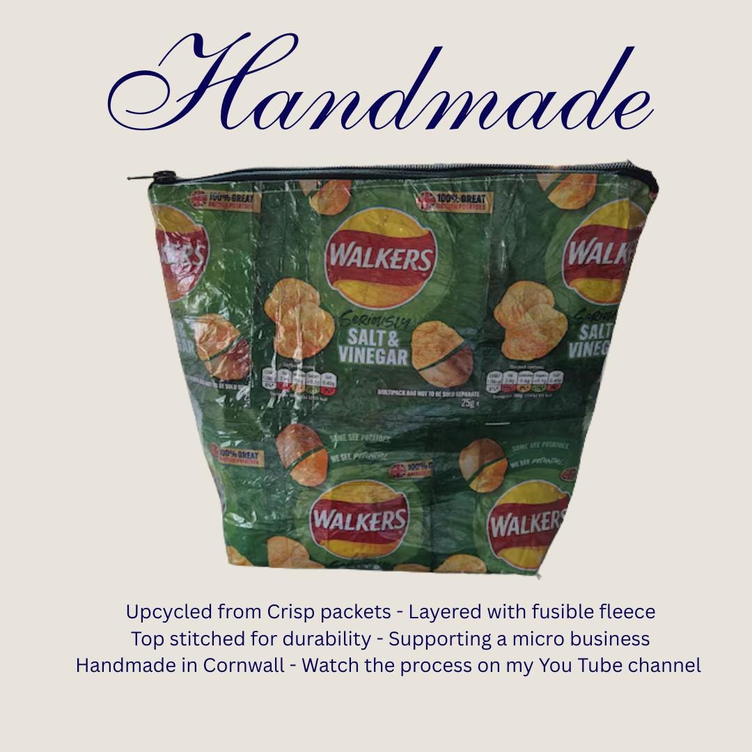 Upcycled Makeup Bag Made From Walkers Salt Vinegar Crisp Packets, Fully ...