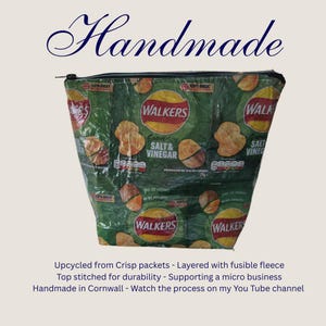 Upcycled Makeup Bag Made From Walkers Salt Vinegar Crisp Packets, Fully ...