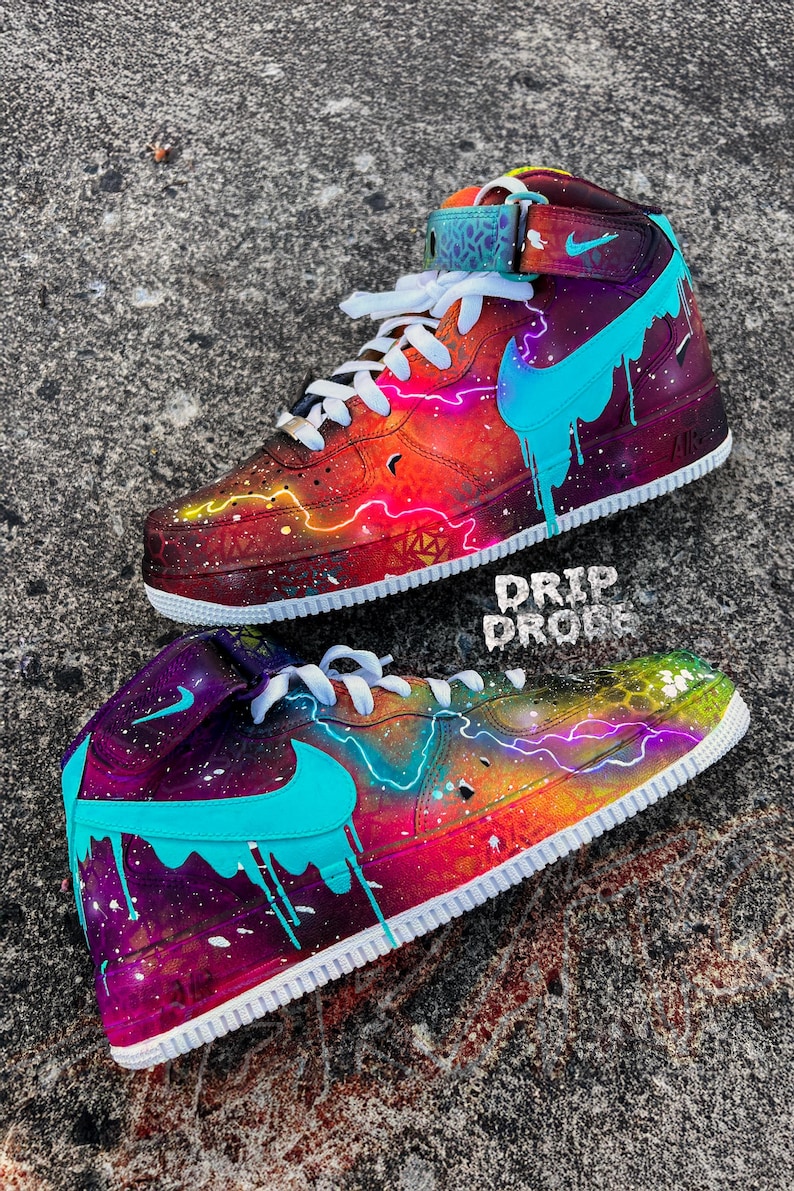 Custom Galaxy Drip AF1 Sneakers – Hand-painted Freestyle Galaxy Print ...