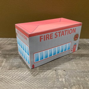 Printable Paper Fire Station: {large} - With Fire Truck - Digital ...
