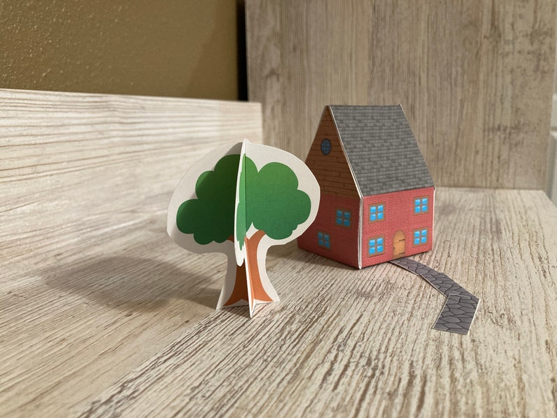 Printable Paper House: With Tree and Pathway - Digital Download - Etsy