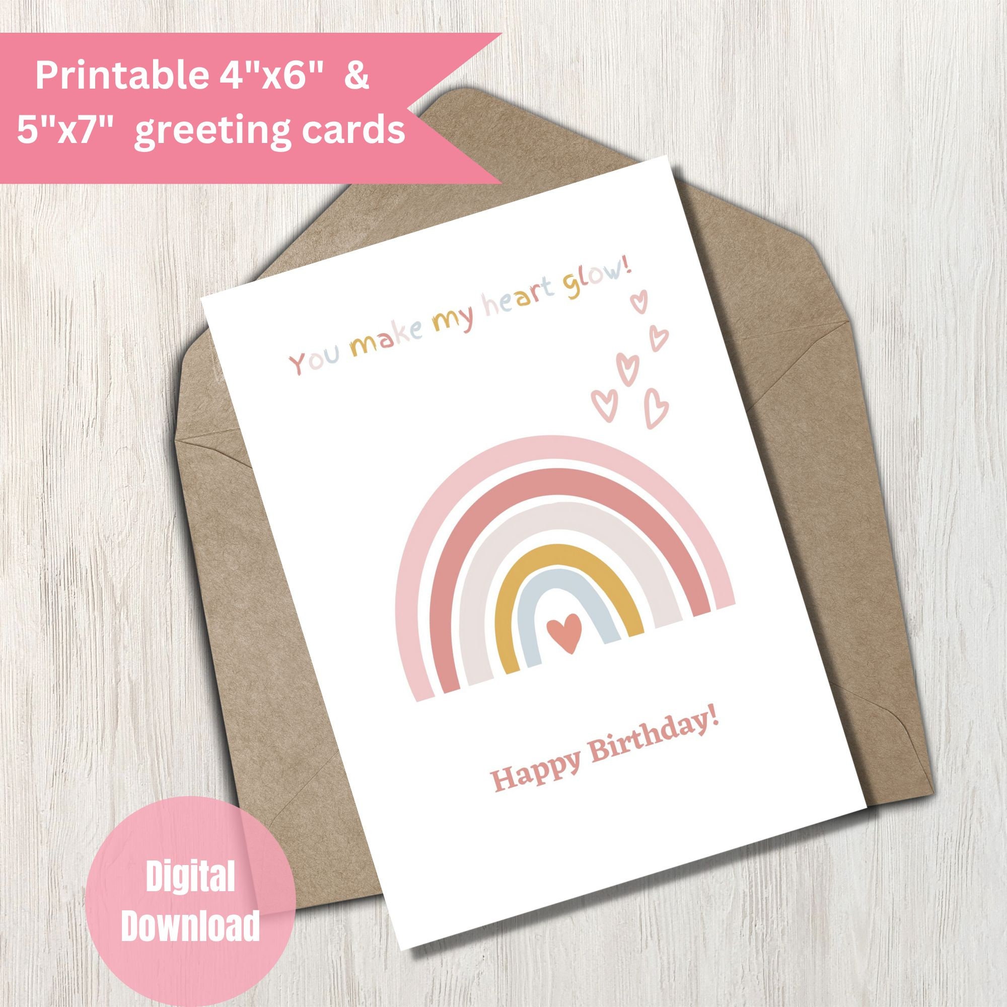 Printable Rainbow Themed Happy Birthday Card for Girls - Etsy Canada