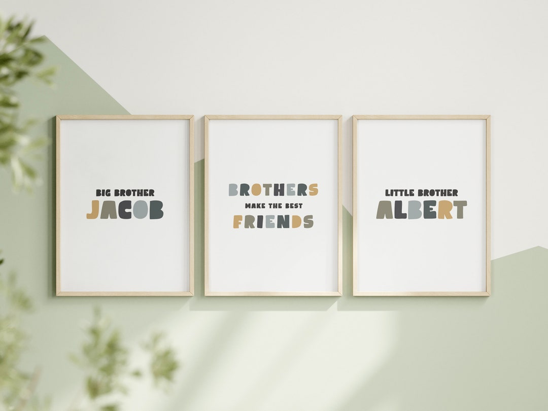 Custom Big Bro Little Bro Sign Set of 3 Boho Boys Room Decor Playroom ...
