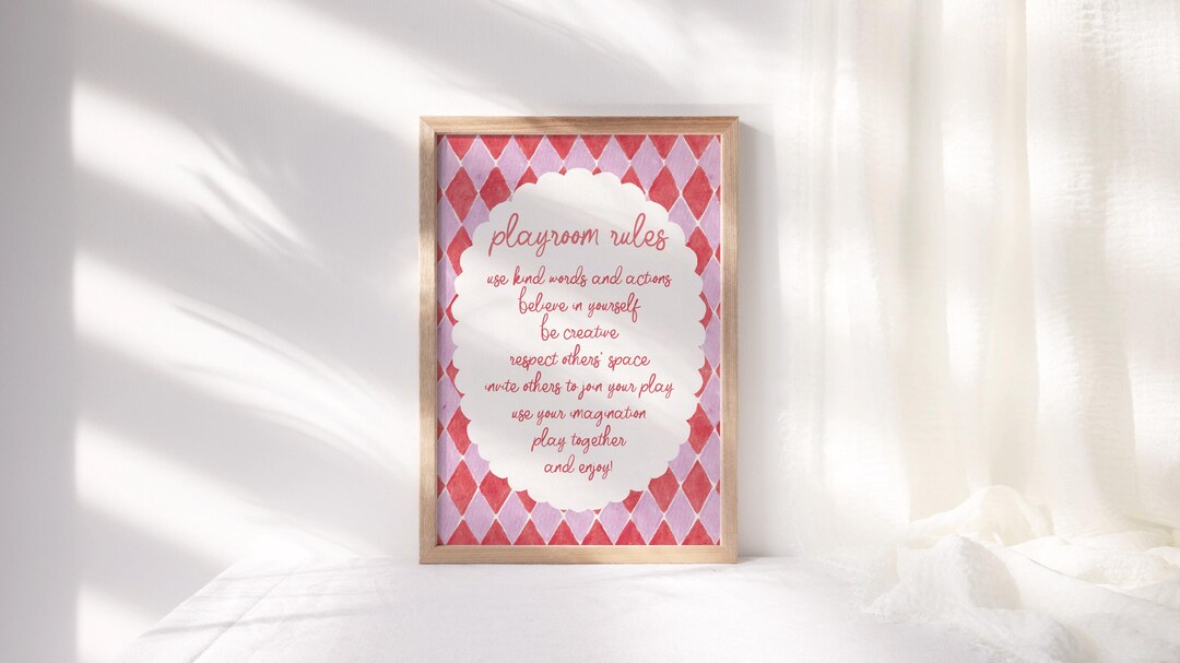 Whimsical Kids Room Rules Wall Art Girls Montessori Decor Creative ...