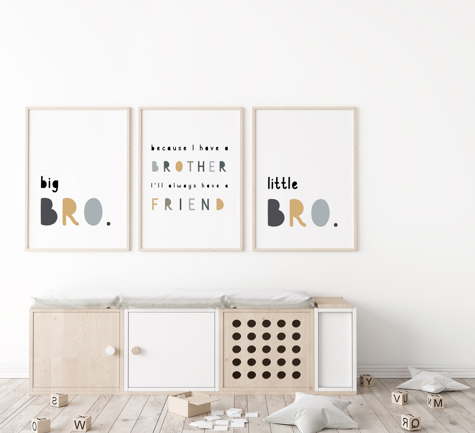 Brother Quote Wall Art Big Bro Little Bro Sign Set of 3 Because I Have ...