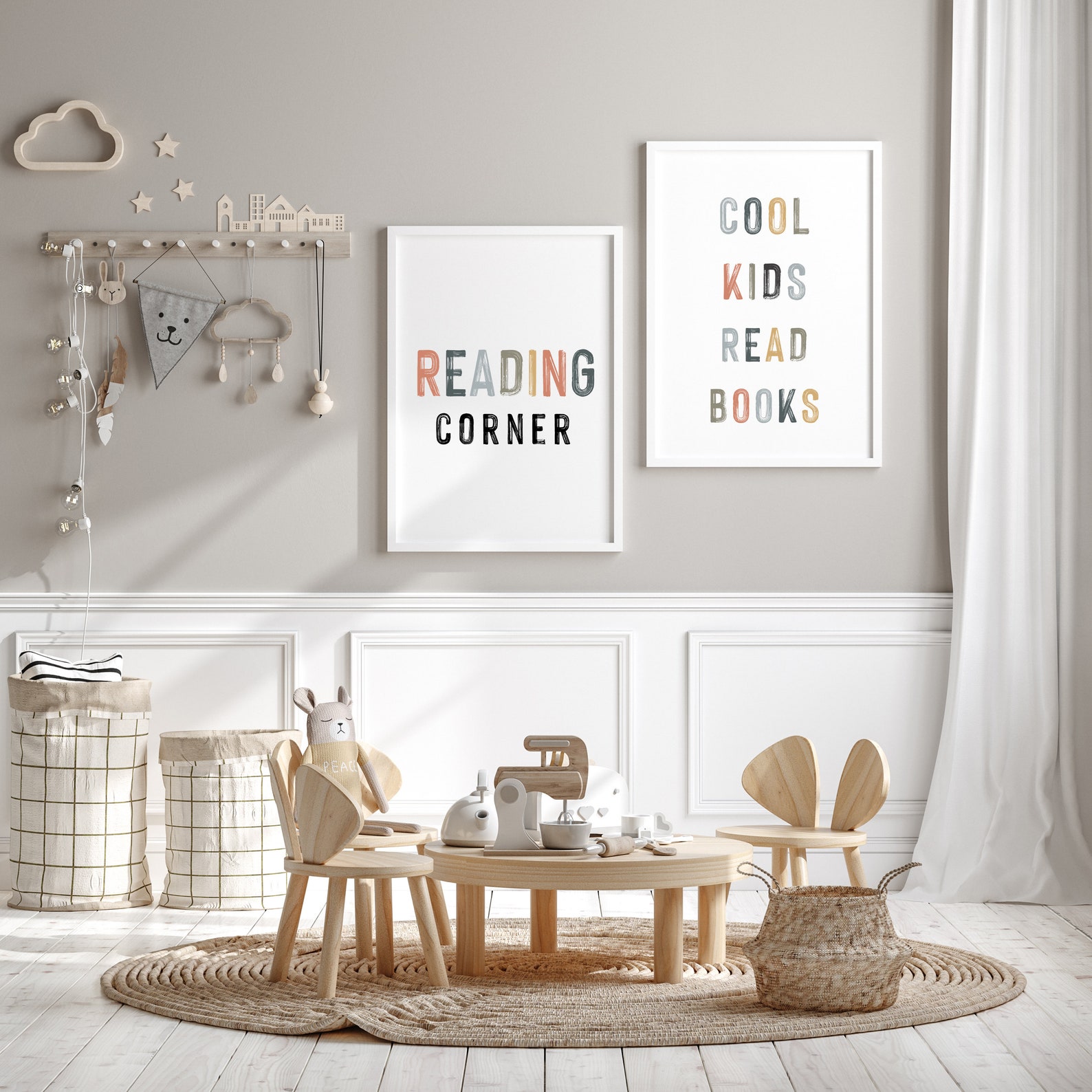 Reading Corner Wall Art for Kids Room Decor Set of 4 Montessori ...