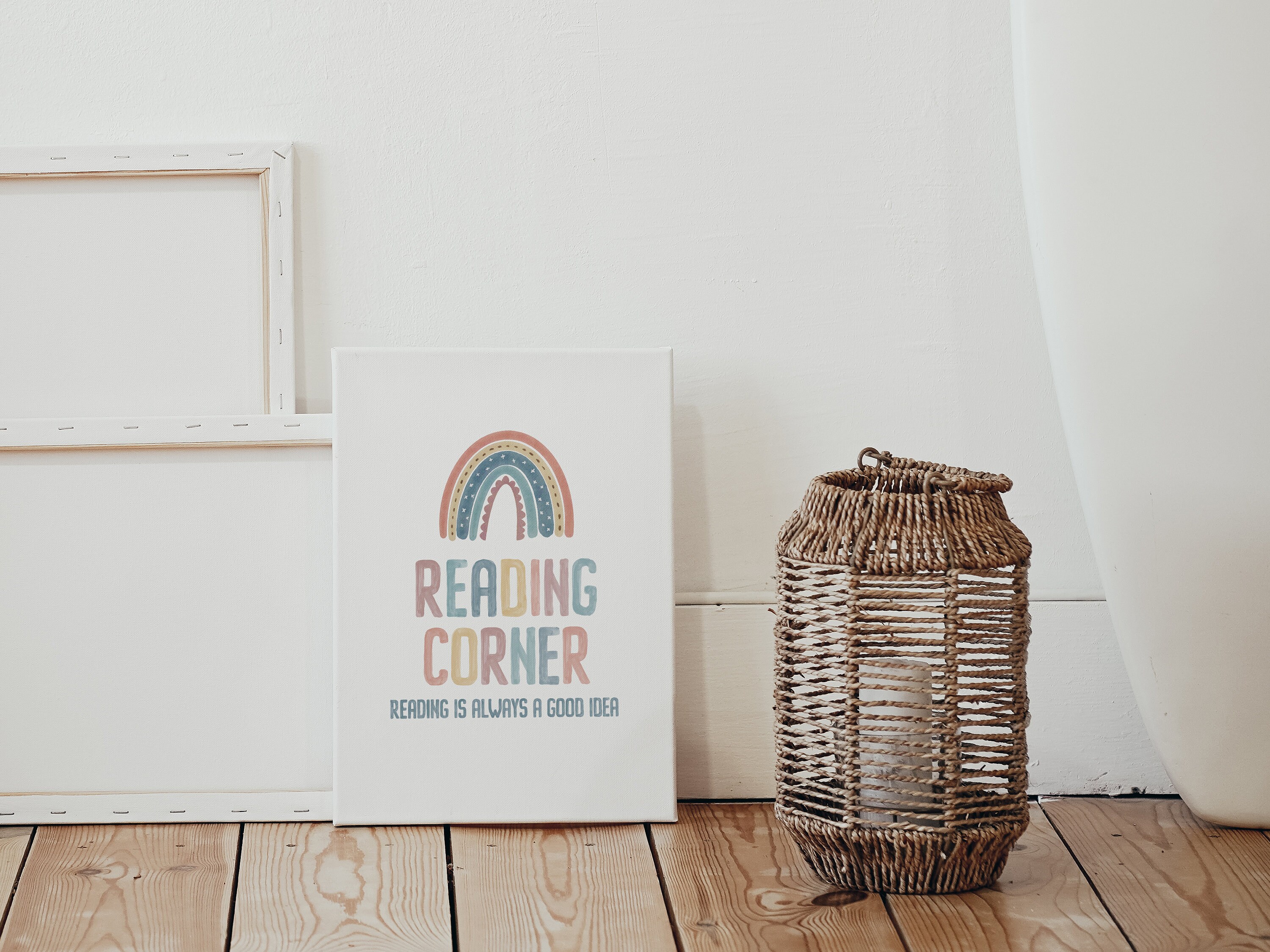 Cozy Reading Corner Printable Rainbow Theme Watercolor Print Montessori ...