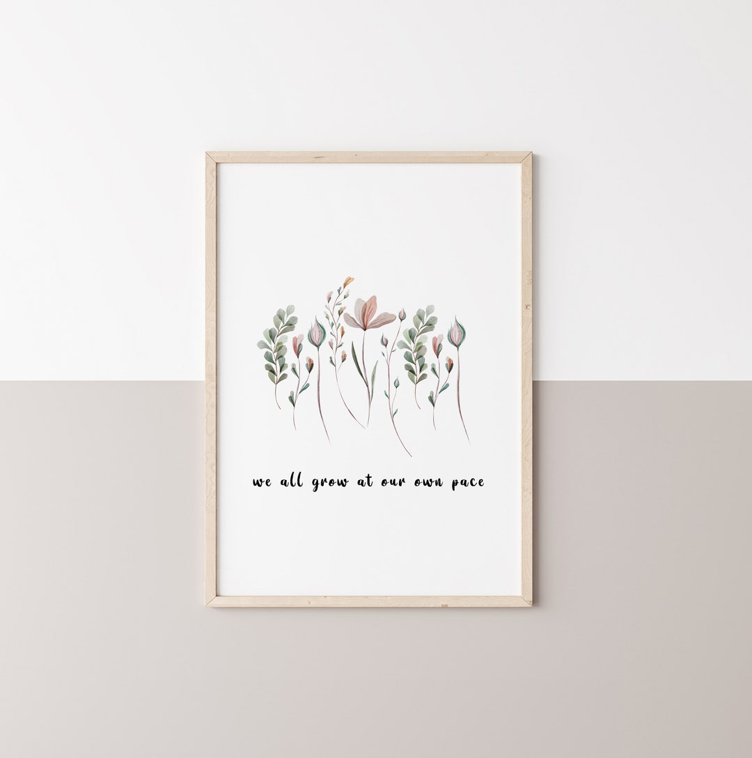 THERAPY OFFICE DECOR Floral We All Grow at Our Own Pace Print Counselor ...