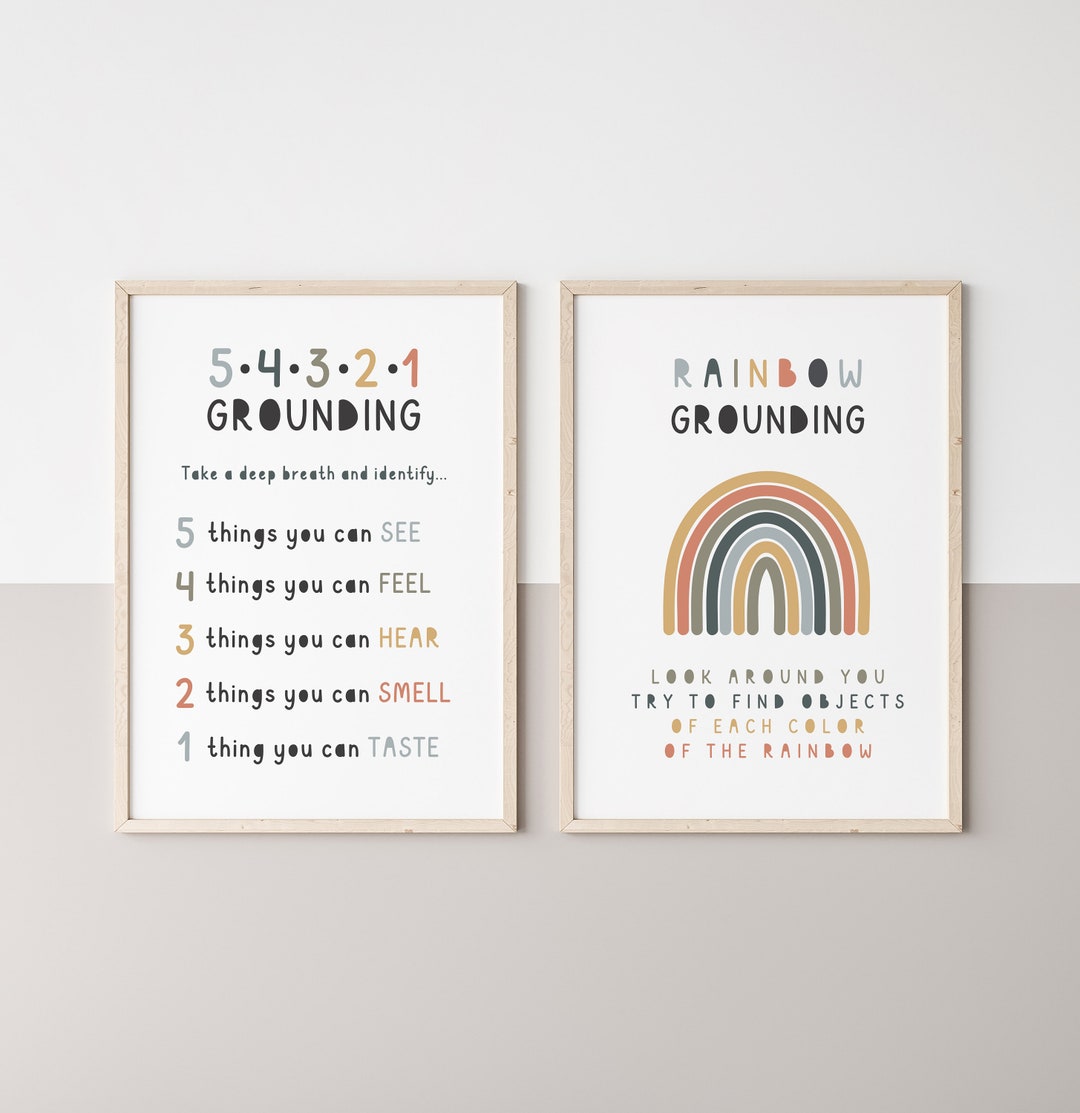Set of 2 Rainbow Grounding Print 54321 Grounding Technique - Etsy