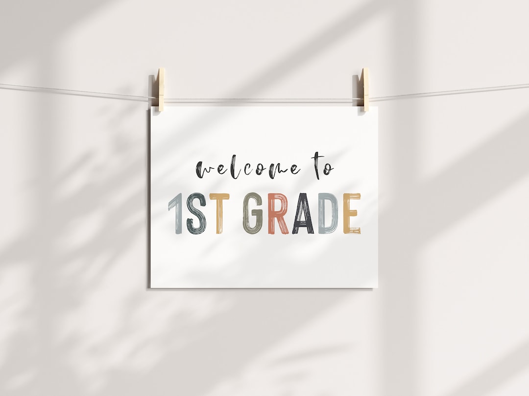 Welcome to First Grade Classroom Decor Posters Boho Rainbow Classroom ...
