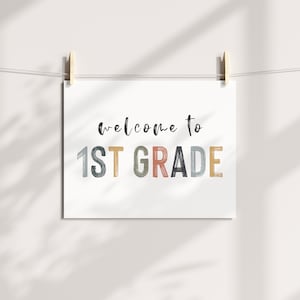 Welcome to First Grade Classroom Decor Posters Boho Rainbow Classroom ...
