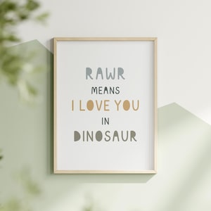 Rawr Means I Love You in Dinosaur Sign Kids Room Decor Dinosaur Prints ...