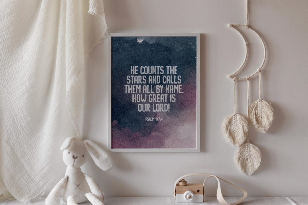 Celestial Psalm 147:4 Bible Verse Wall Art A4 Printable Inspirational ...