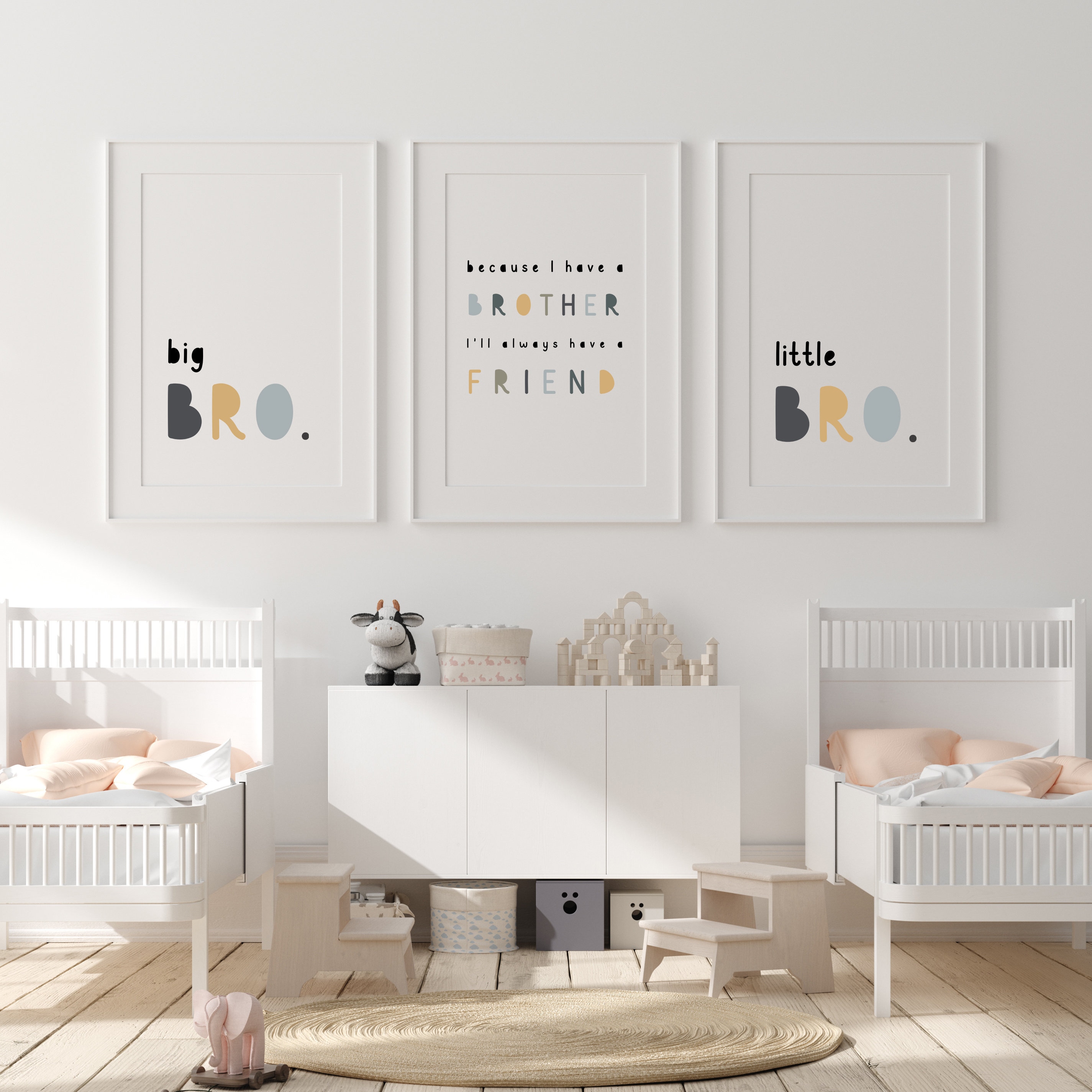 Brother Quote Wall Art Big Bro Little Bro Sign Set of 3 Because I Have ...