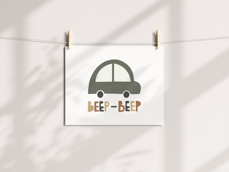 Beep Beep Cars Nursery Wall Art Transportation Boys Room Decor Vehicle ...