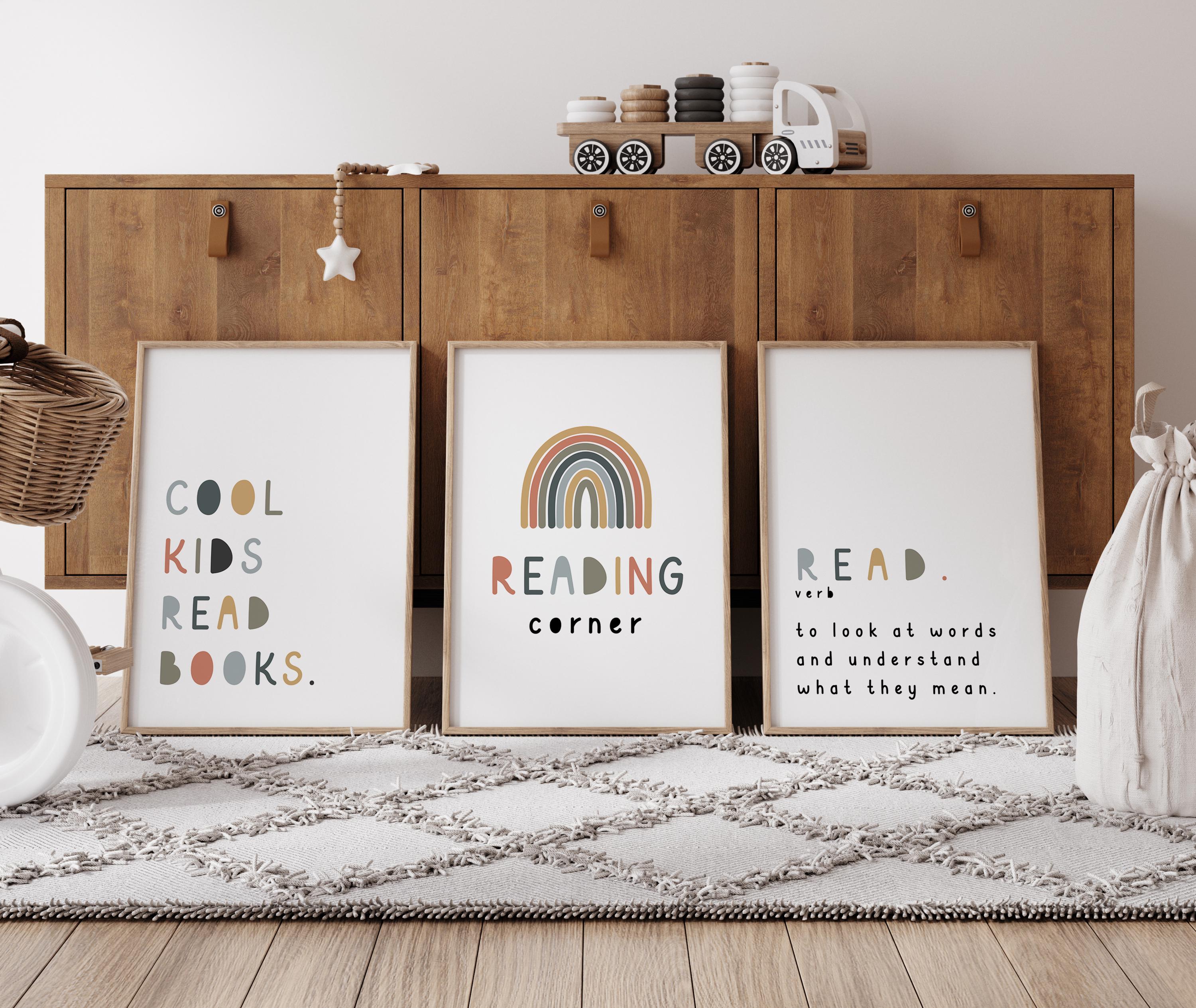 Read Meaning Wall Art for Kids Room Decor Set of 3 Cool Kids Read Books ...