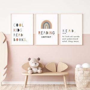 Read Meaning Wall Art for Kids Room Decor Set of 3 Cool Kids Read Books ...