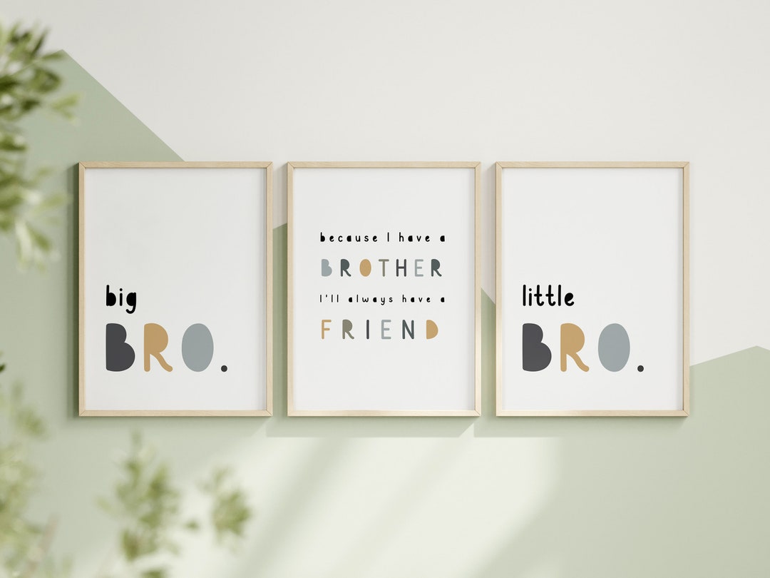 Brother Quote Wall Art Big Bro Little Bro Sign Set of 3 Because I Have ...