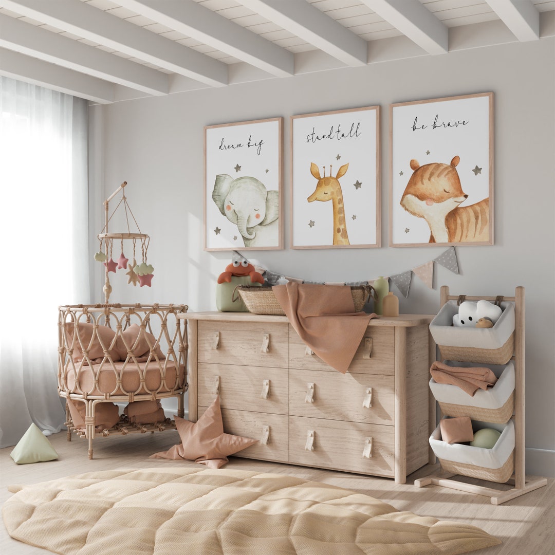 Safari Nursery Affirmations Decor Set of 3 Baby Nursery Wall Art Animal ...