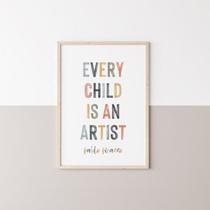 Pablo Picasso Every Child is an Artist Quote Print Nursery Wall Art ...