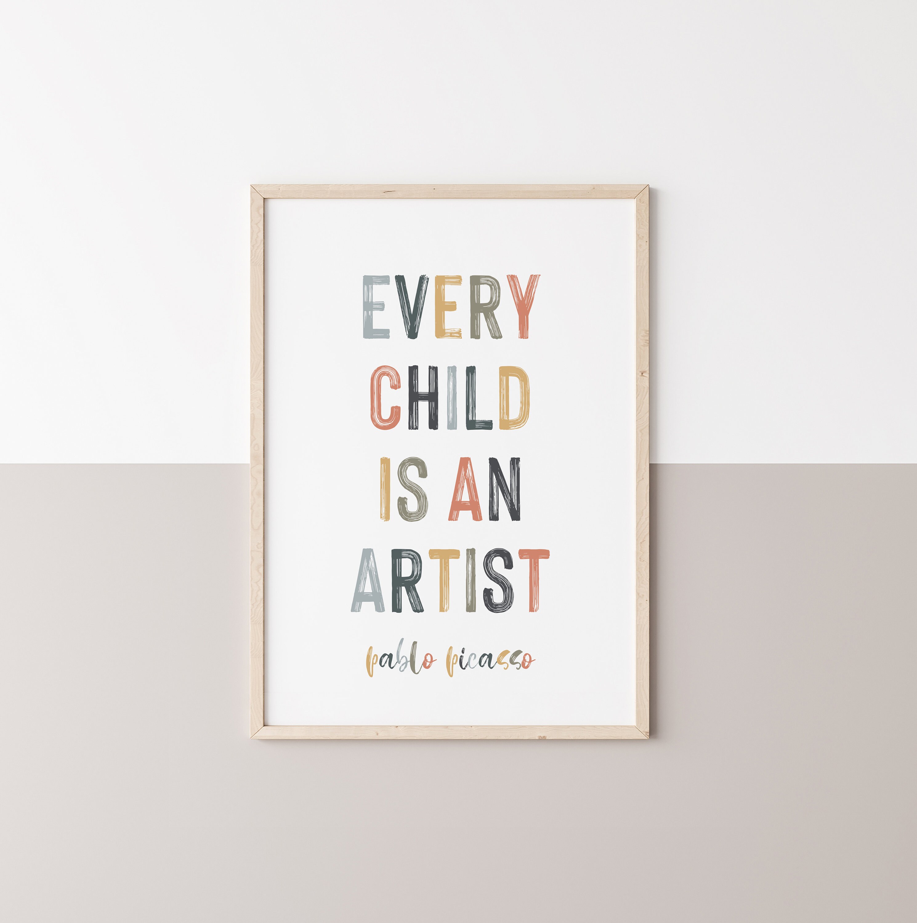 Pablo Picasso Every Child is an Artist Quote Print Nursery - Etsy Canada