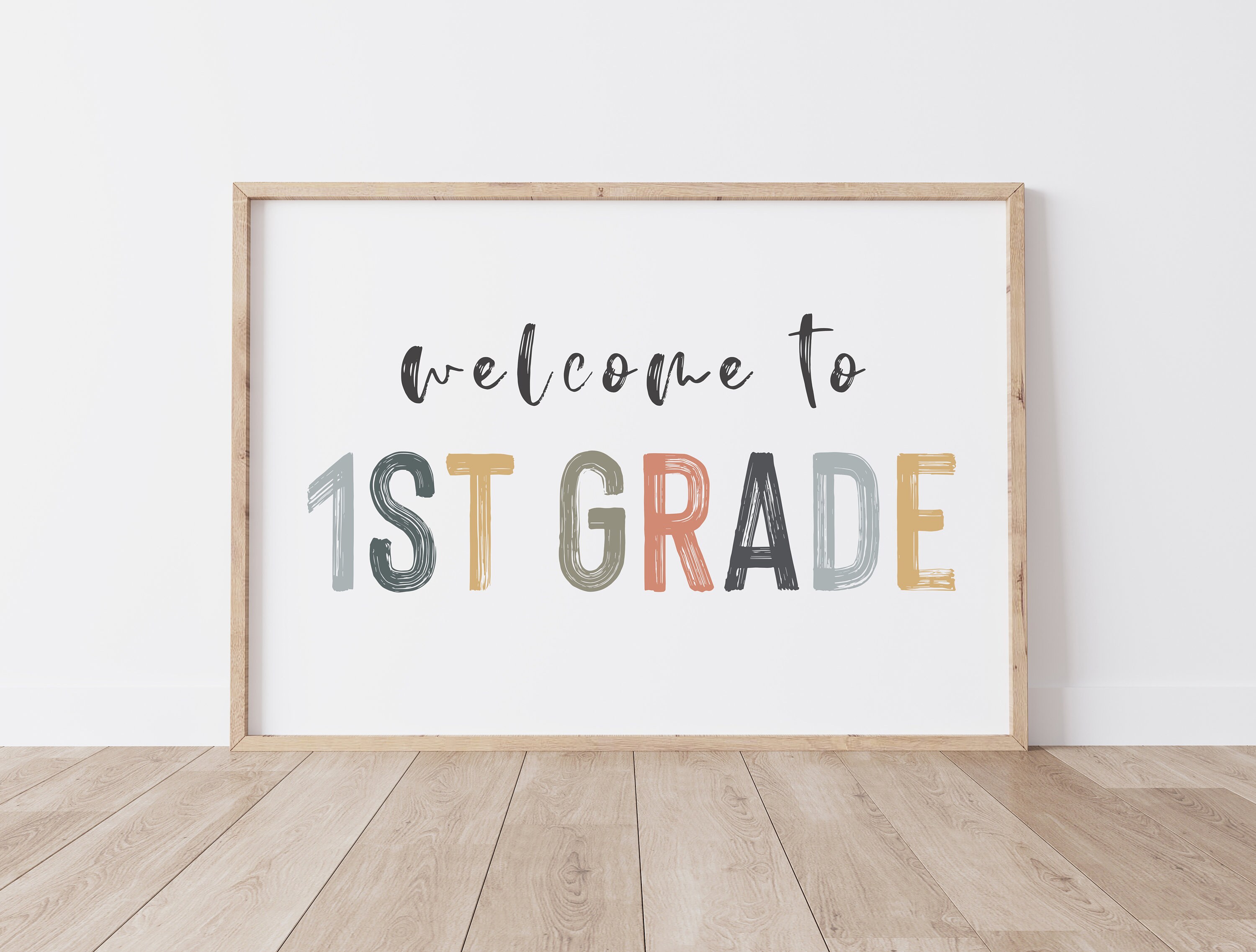 Welcome to First Grade Classroom Decor Posters Boho Rainbow Classroom ...