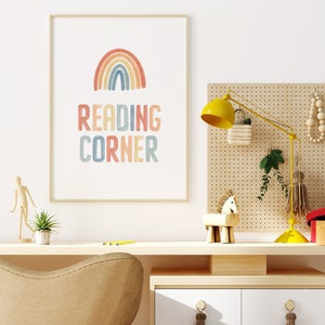 Colorful Rainbow Wall Art for Reading Corner Watercolor Print ...