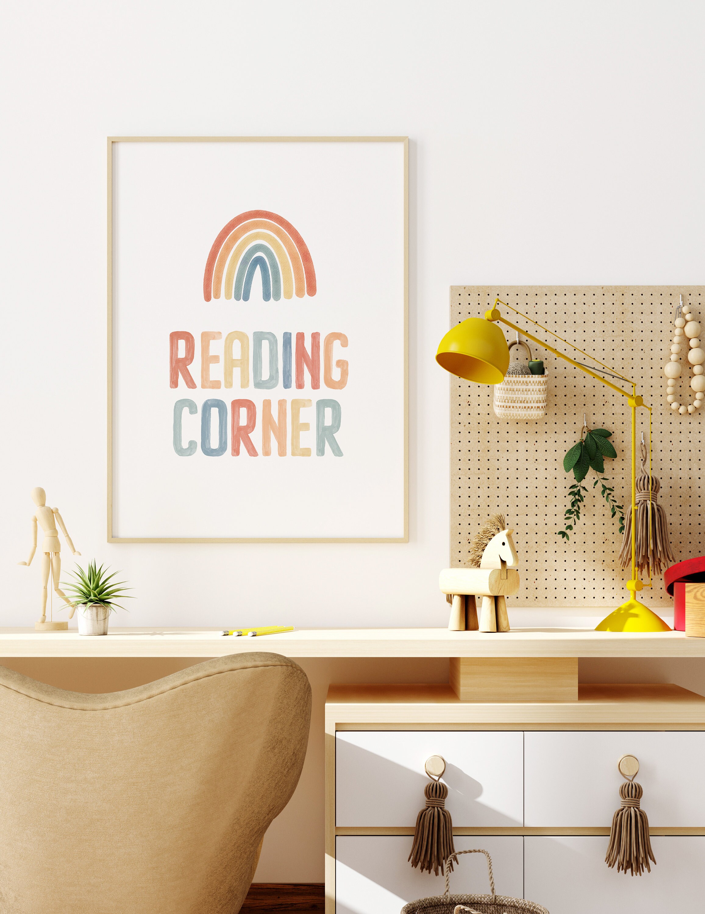 Colorful Rainbow Wall Art for Reading Corner Watercolor Print ...