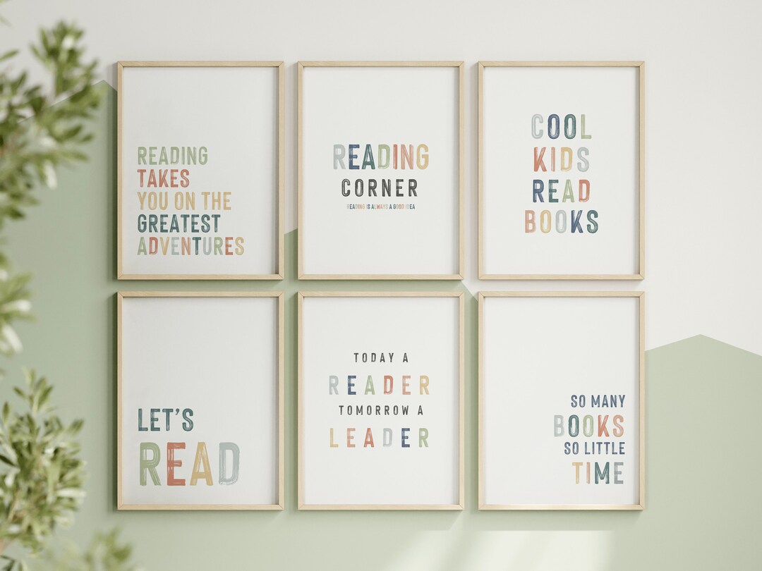 Colorful Reading Nook Set Pastel Rainbow Wall Art for Children's Room ...