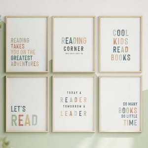 Colorful Reading Nook Set Pastel Rainbow Wall Art for Children's Room ...