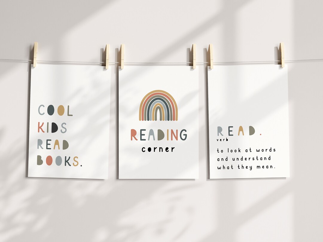 Read Meaning Wall Art for Kids Room Decor Set of 3 Cool Kids Read Books ...