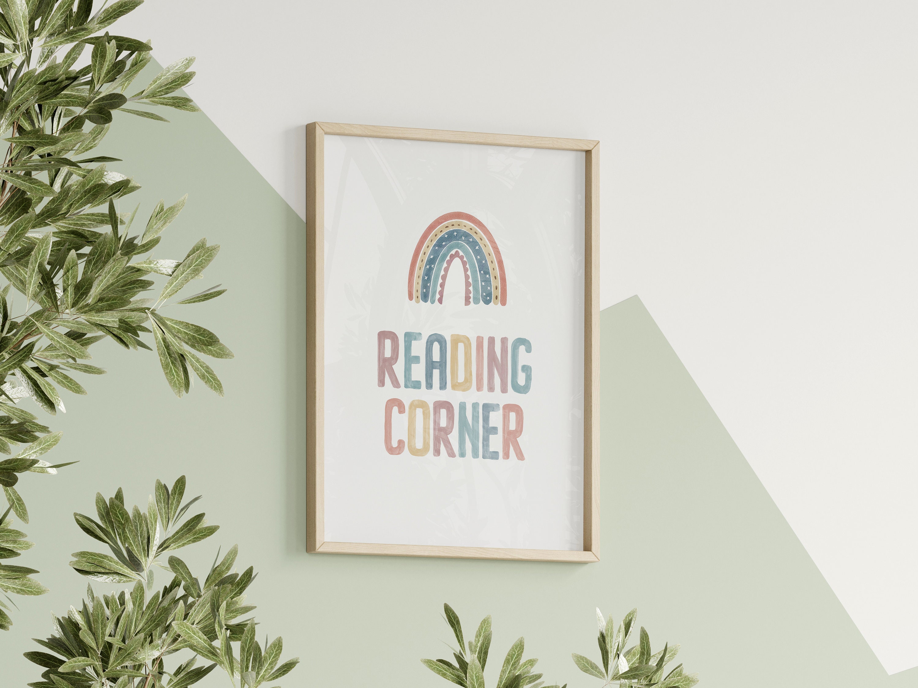 Cozy Reading Corner Printable Rainbow Theme Watercolor Print Montessori ...