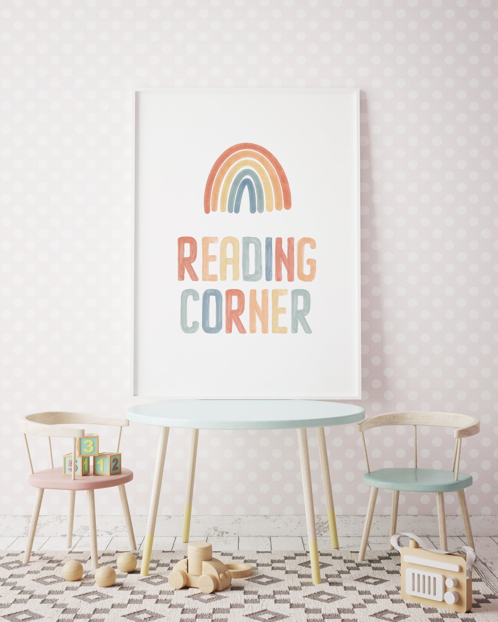 Colorful Rainbow Wall Art for Reading Corner Watercolor Print ...